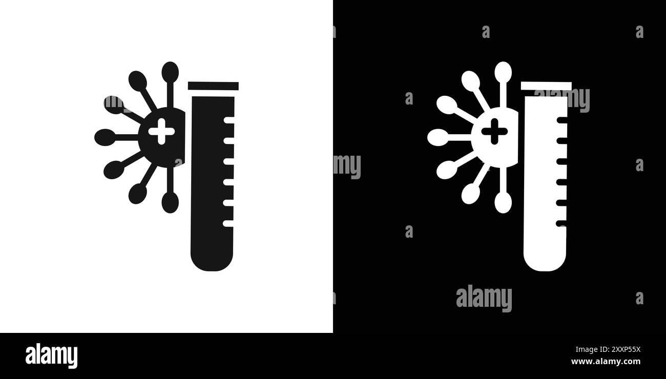 PCR test icon Black line art vector in black and white outline set ...