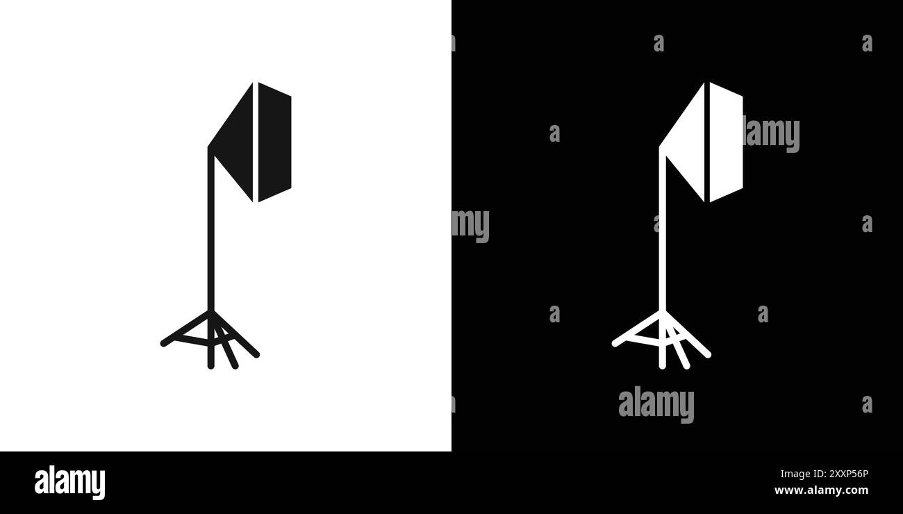 photography lighting icon Black line art vector in black and white ...