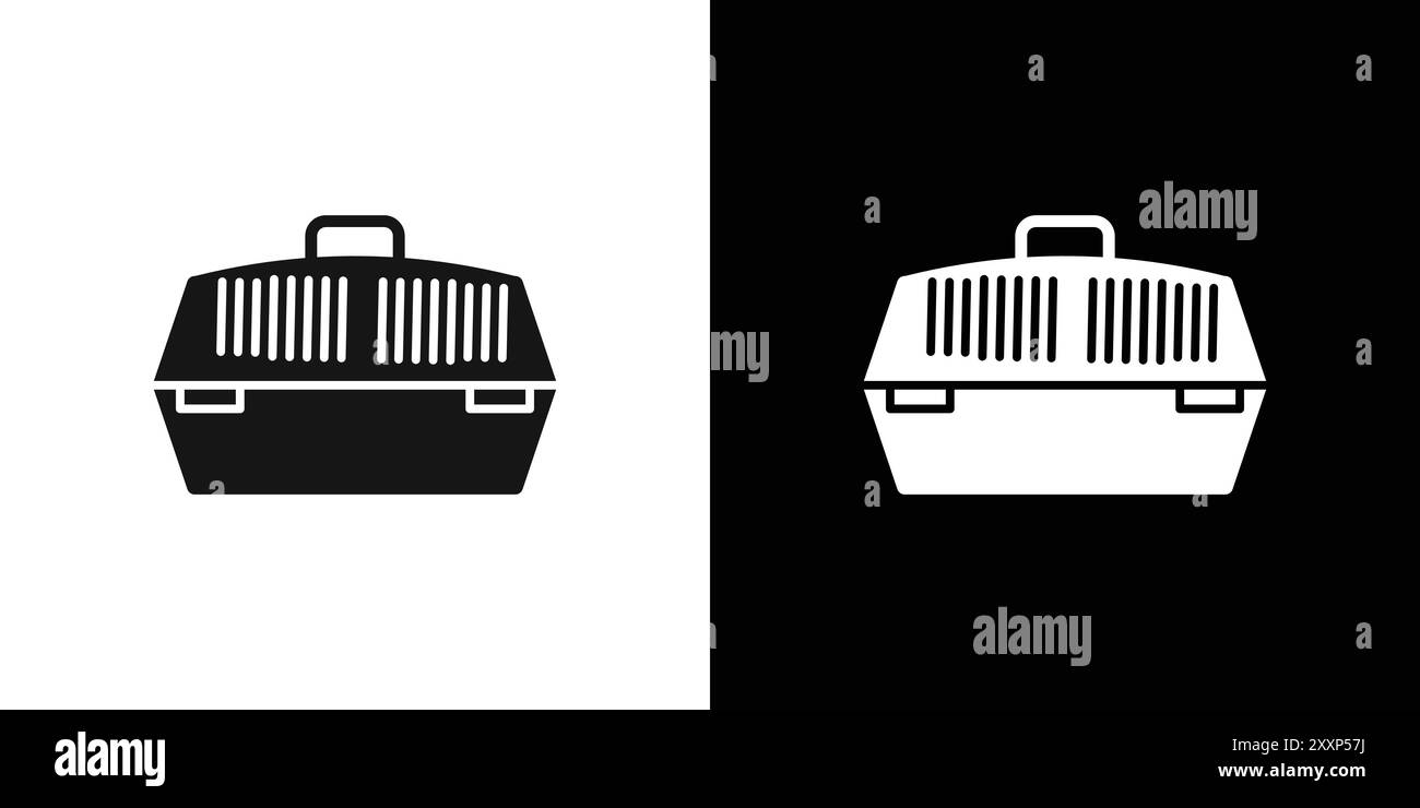 Pet cage icon Black line art vector in black and white outline set ...