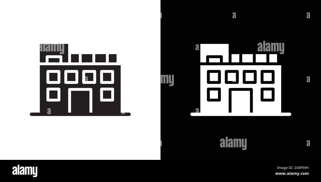 Penthouse icon Black line art vector in black and white outline set ...