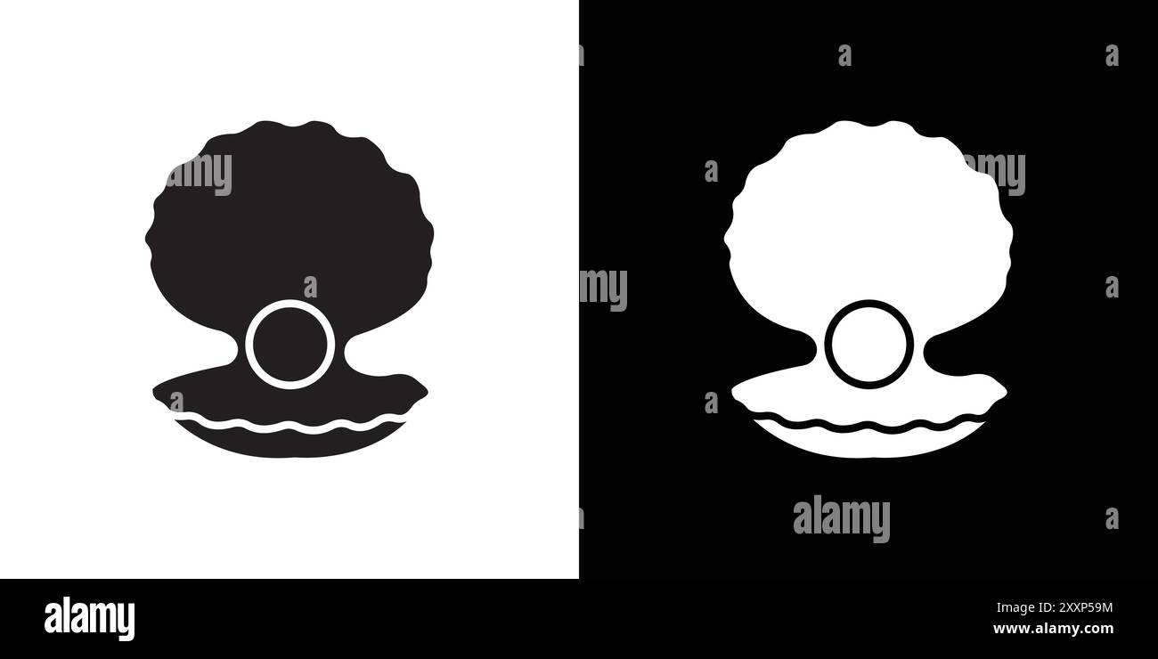 Pearl icon Black line art vector in black and white outline set ...