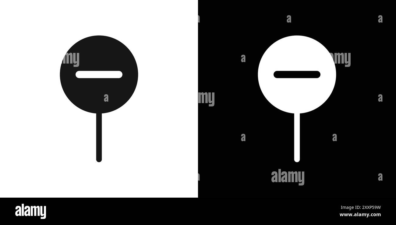 Negative sign icon Black line art vector in black and white outline set ...