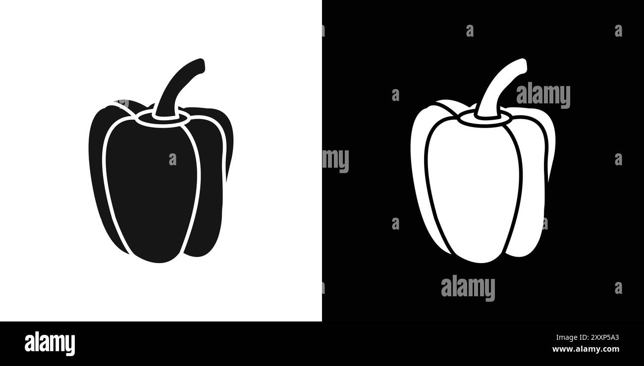 Paprika icon Black line art vector in black and white outline set ...