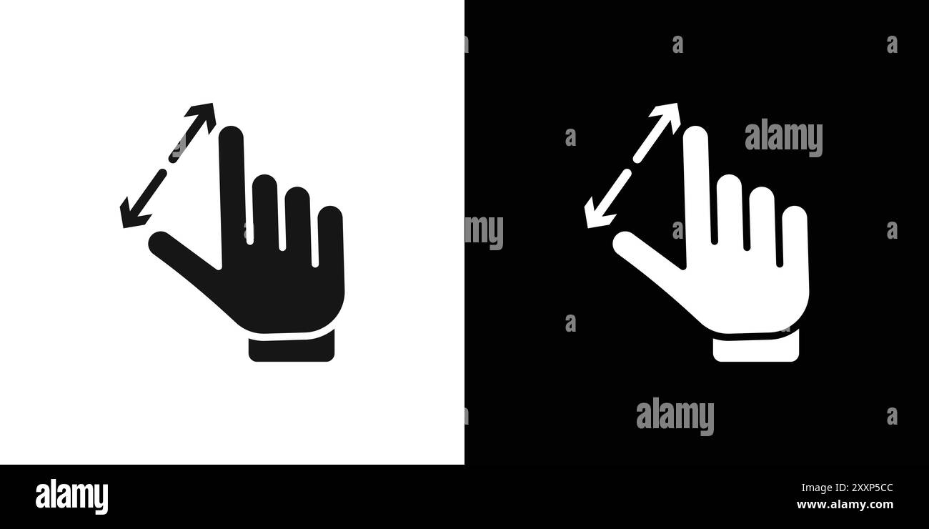 Zoom Gesture icon Black line art vector in black and white outline set ...