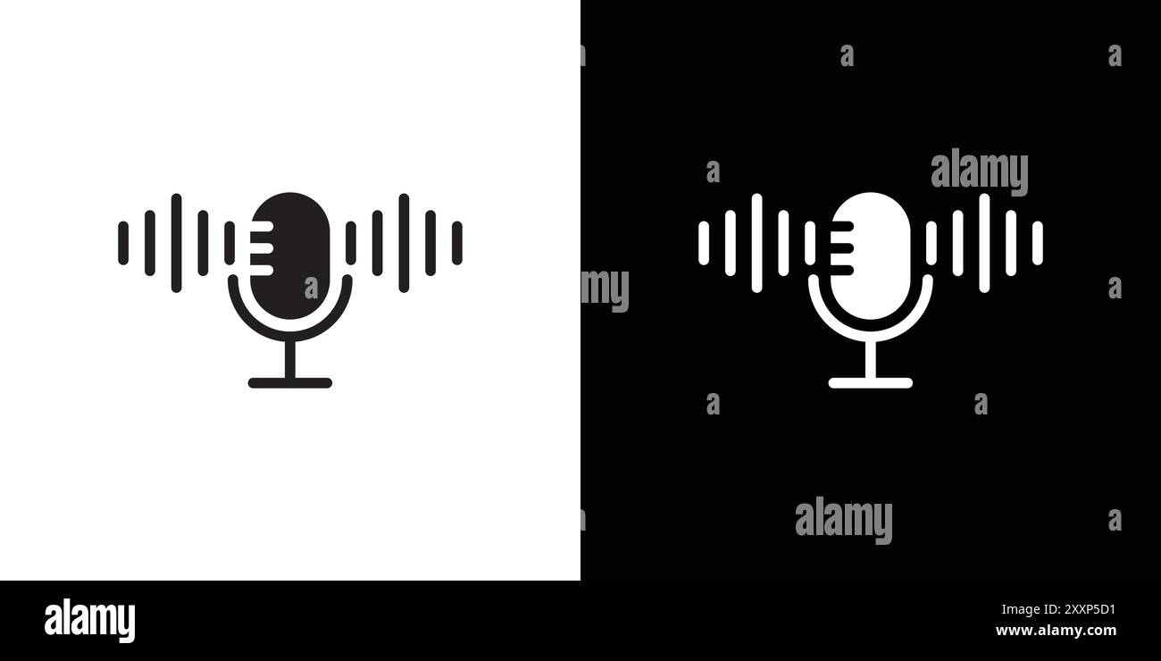 Podcast Icon Black line art vector in black and white outline set ...