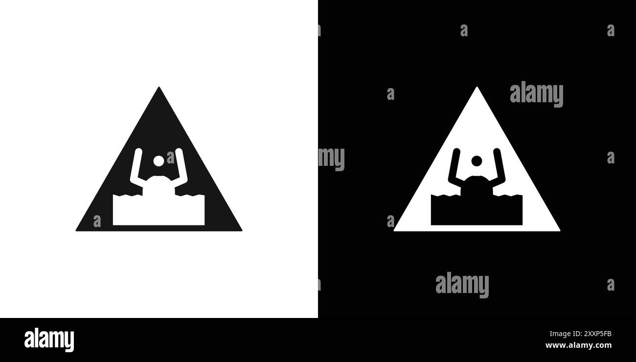 Quicksand and Mud Danger Sign icon Black line art vector in black and ...