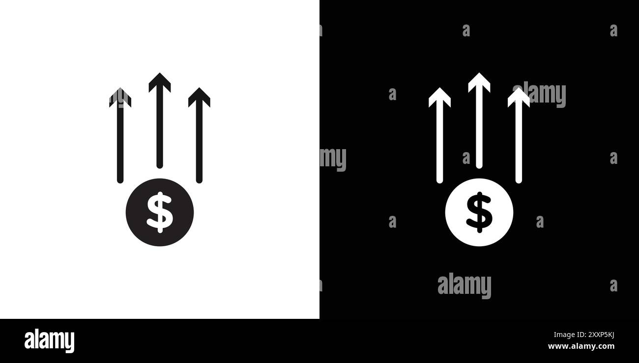 Rise price icon Black line art vector in black and white outline set ...