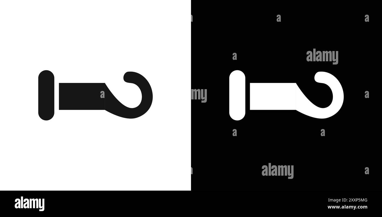 Rope Hook icon Black line art vector in black and white outline set collection sign Stock Vector ...