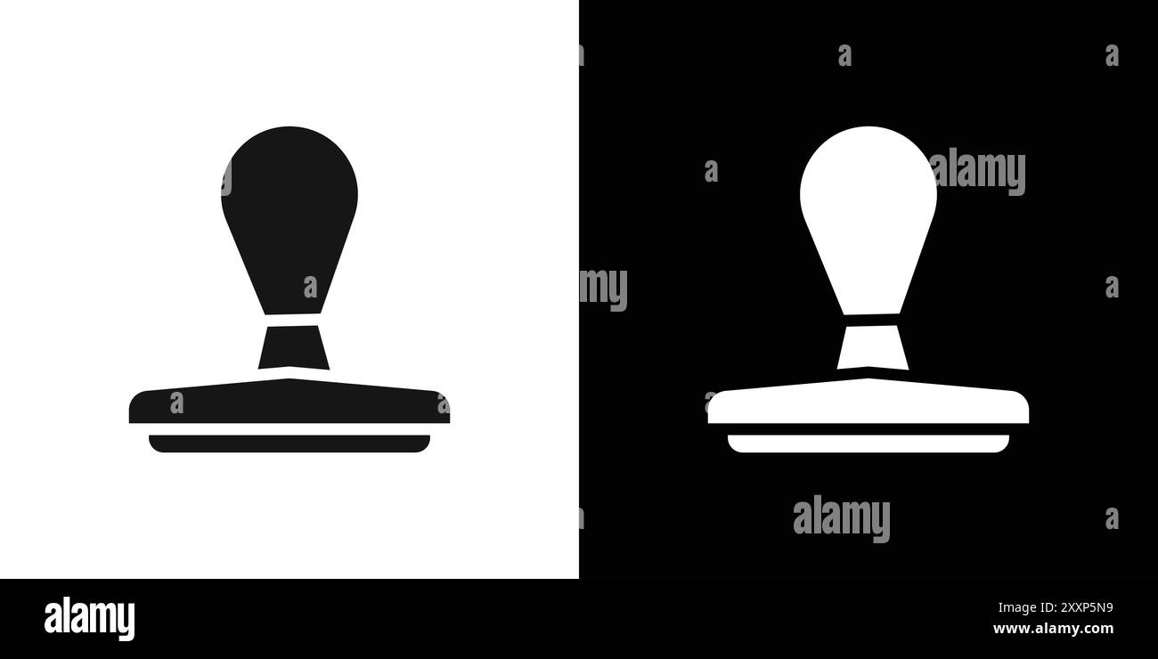 Rubber Stamp icon Black line art vector in black and white outline set ...