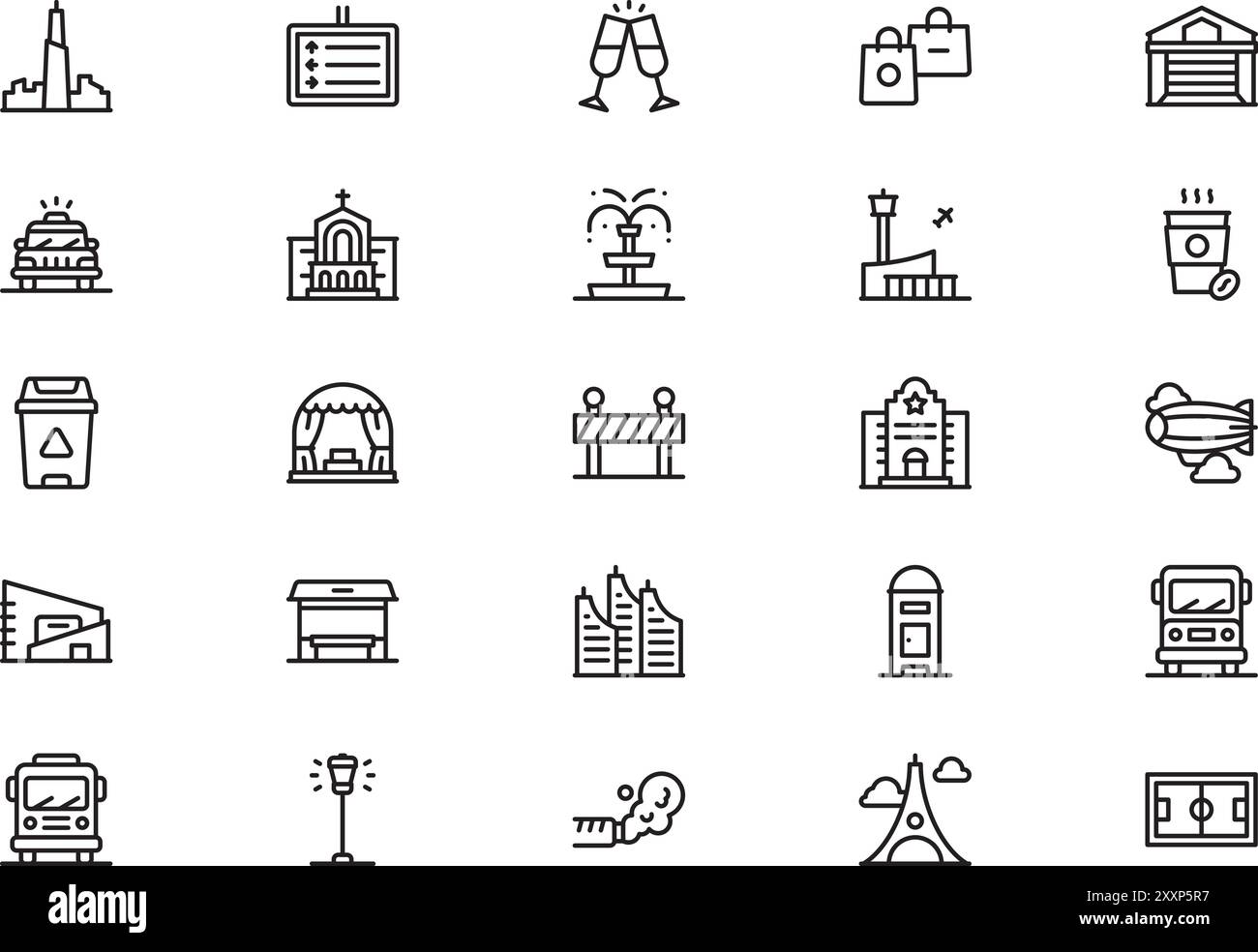 City life icons collection is a vector illustration with editable ...