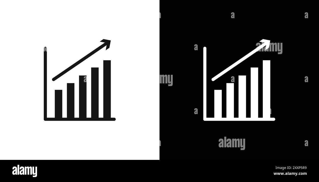 Statistic Up Icon Black Line Art Vector In Black And White Outline Set Collection Sign Stock