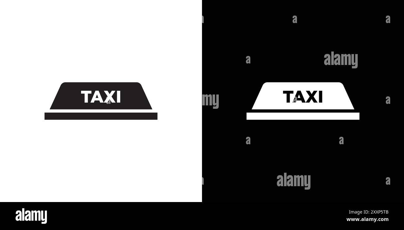 Taxi lamp icon Black line art vector in black and white outline set ...