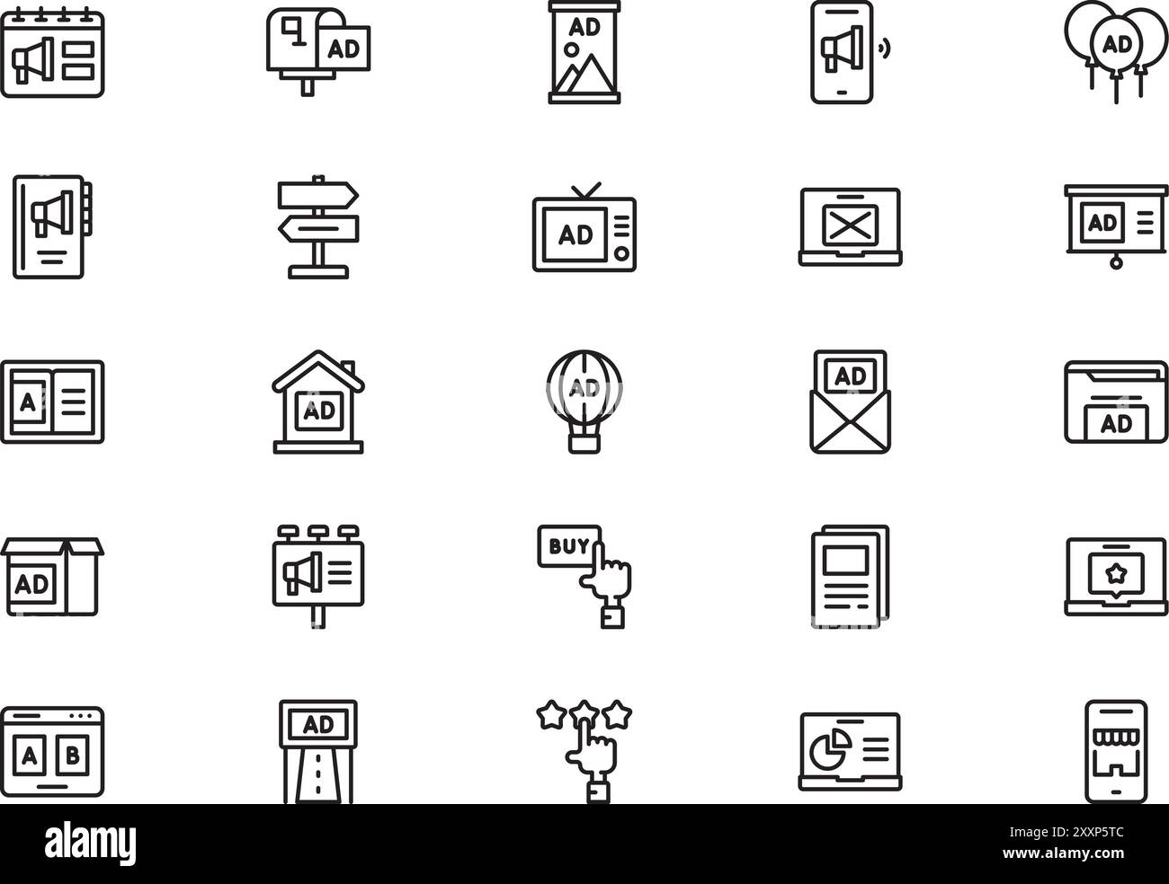 Advertisement icons collection is a vector illustration with editable ...