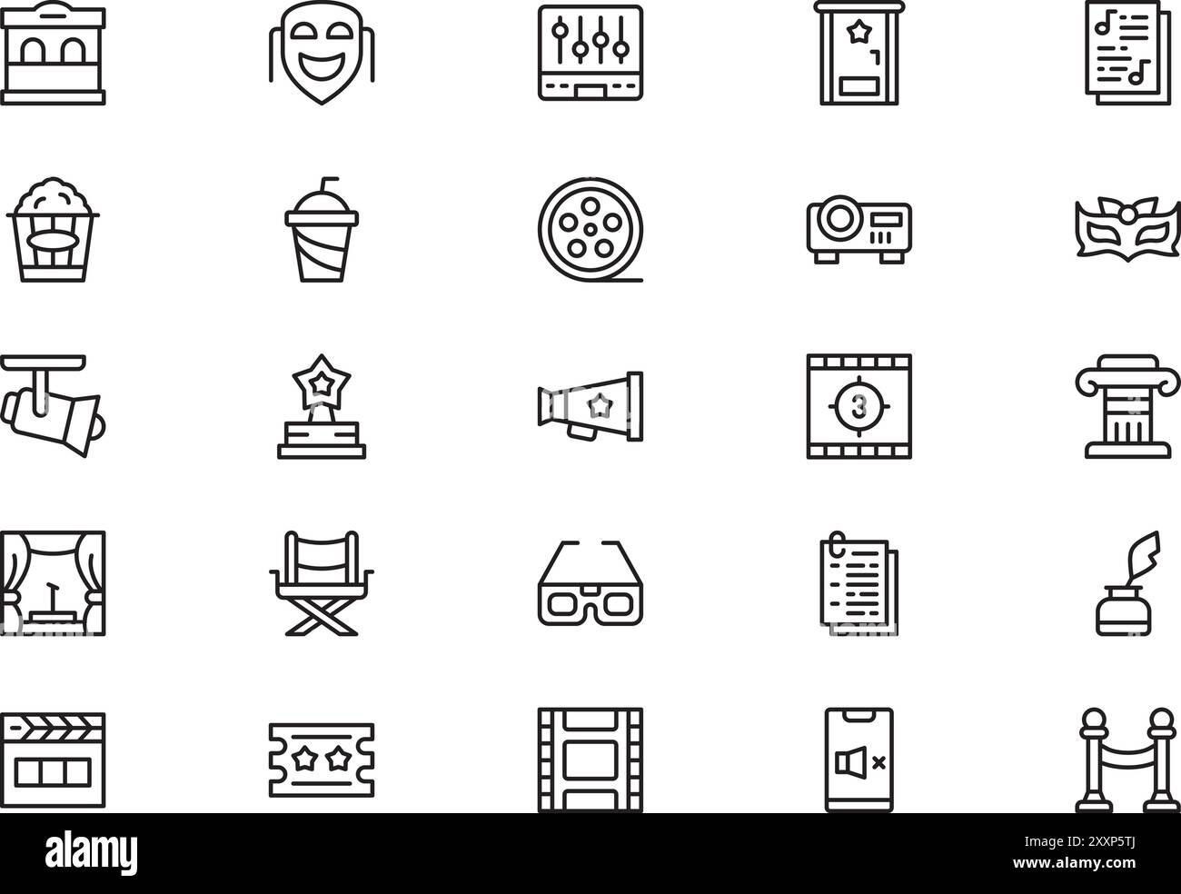 Theatre icons collection is a vector illustration with editable stroke ...