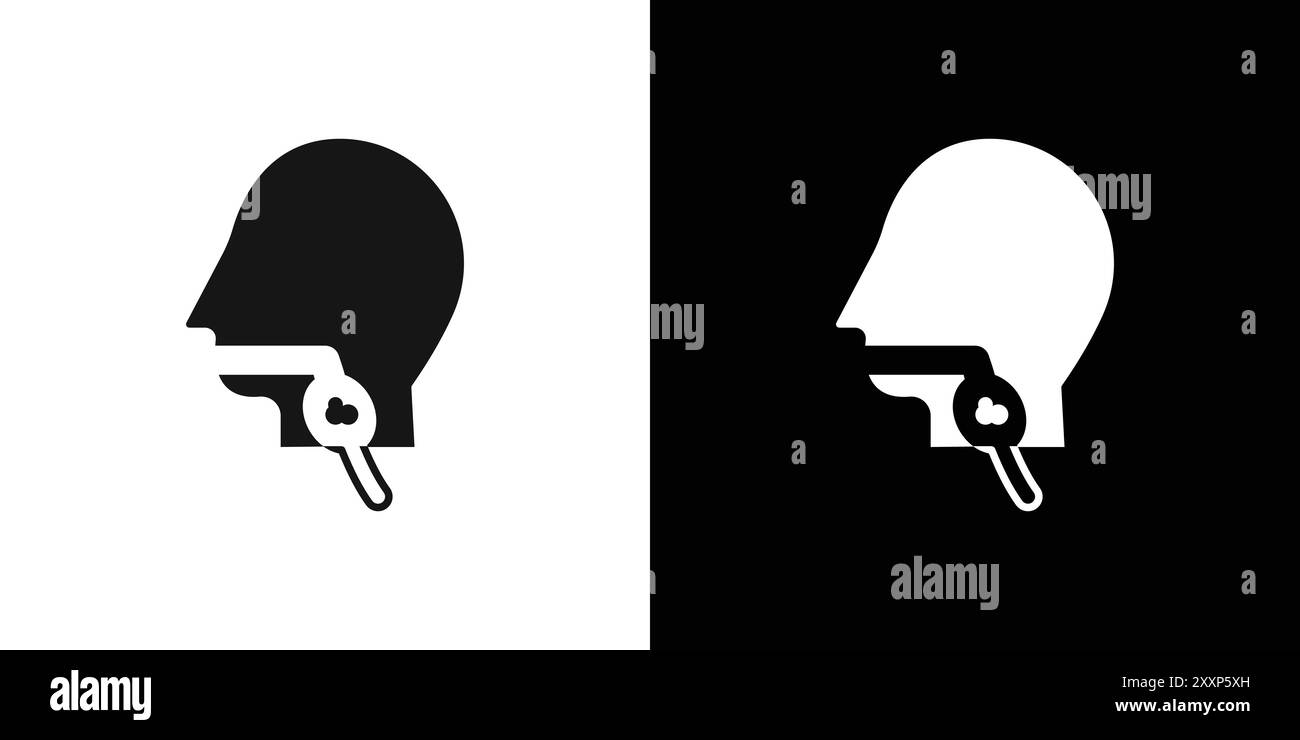Swallowing reflex icon Black line art vector in black and white outline ...