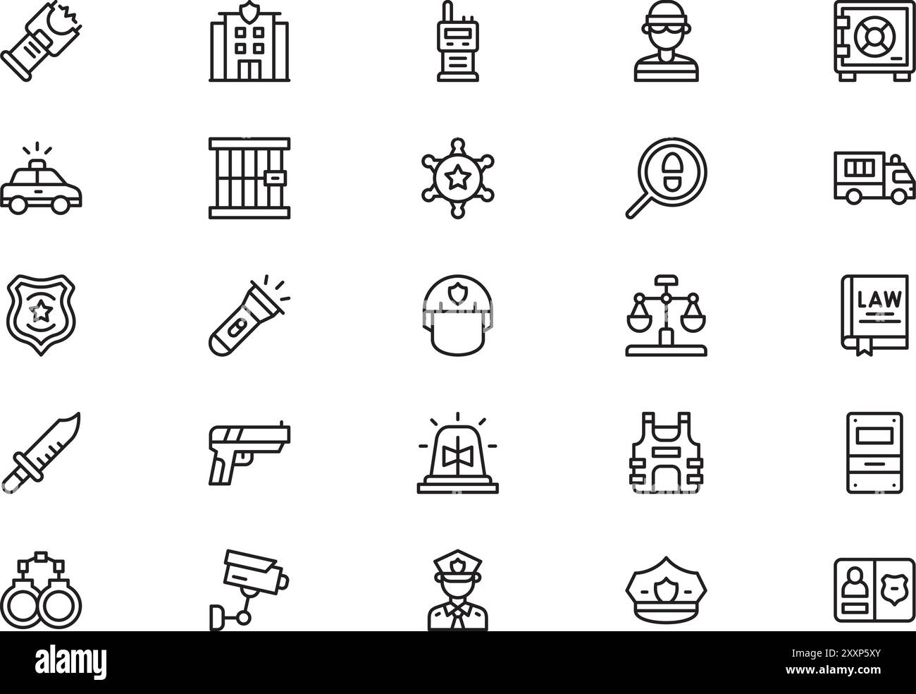 Police icons collection is a vector illustration with editable stroke ...