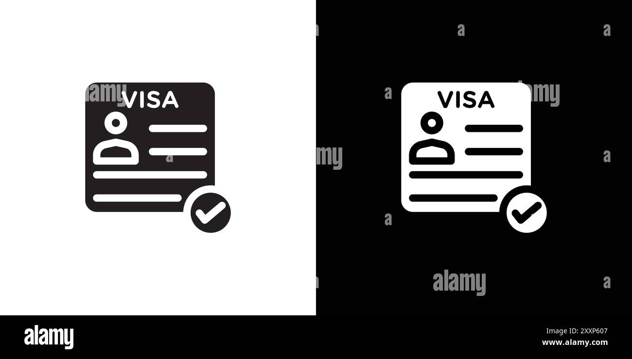 Start up visa icon Black line art vector in black and white outline set ...