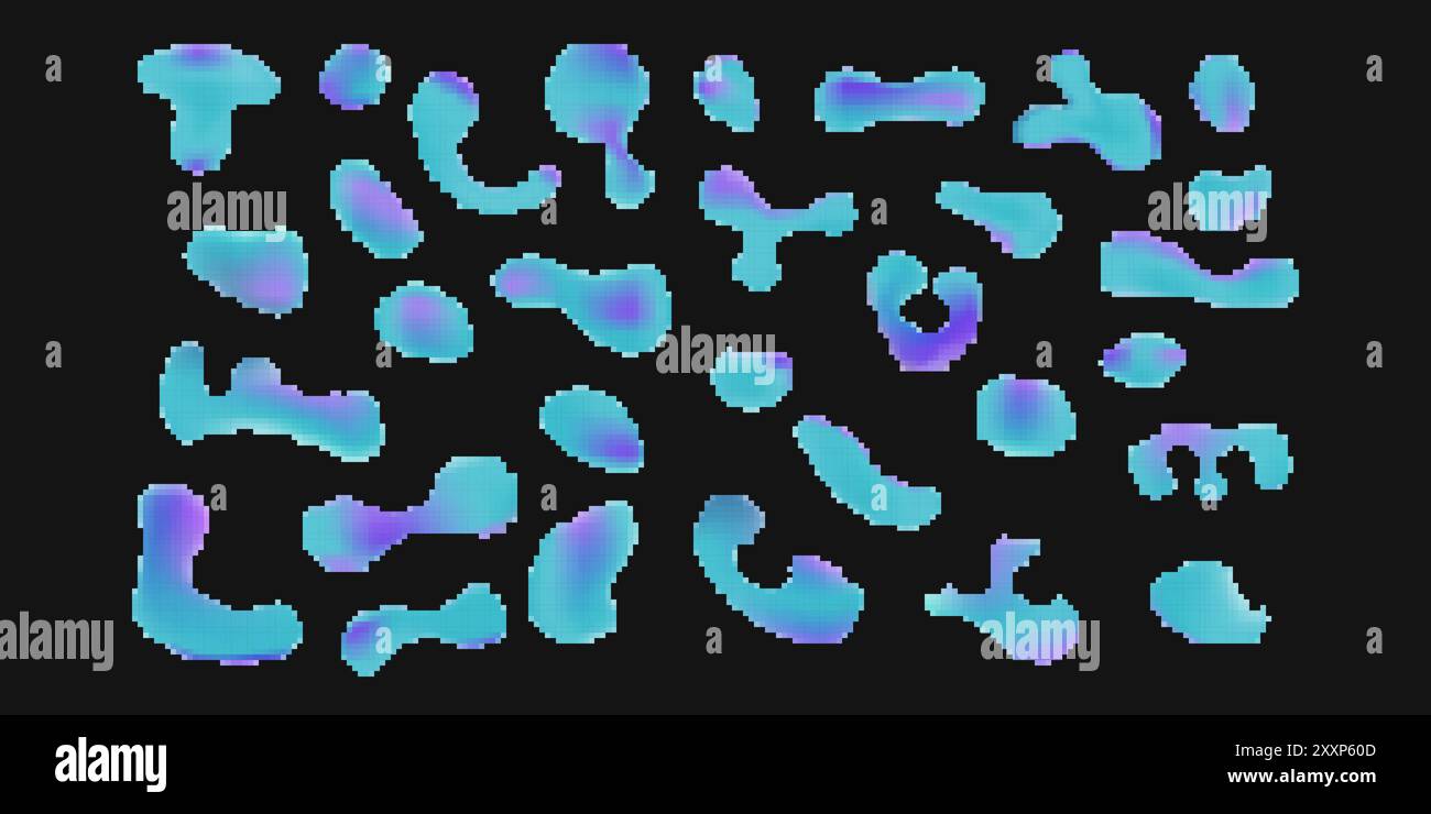 Set of abstract pixelated shapes. Liquid shapes collection Stock Vector ...