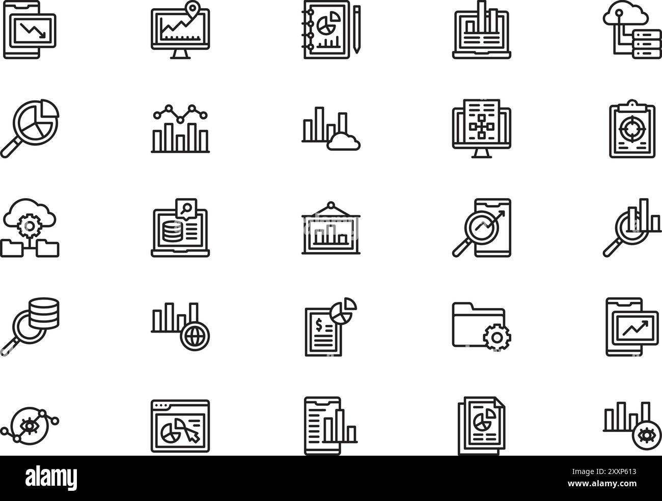 Data analytics icons collection is a vector illustration with editable ...