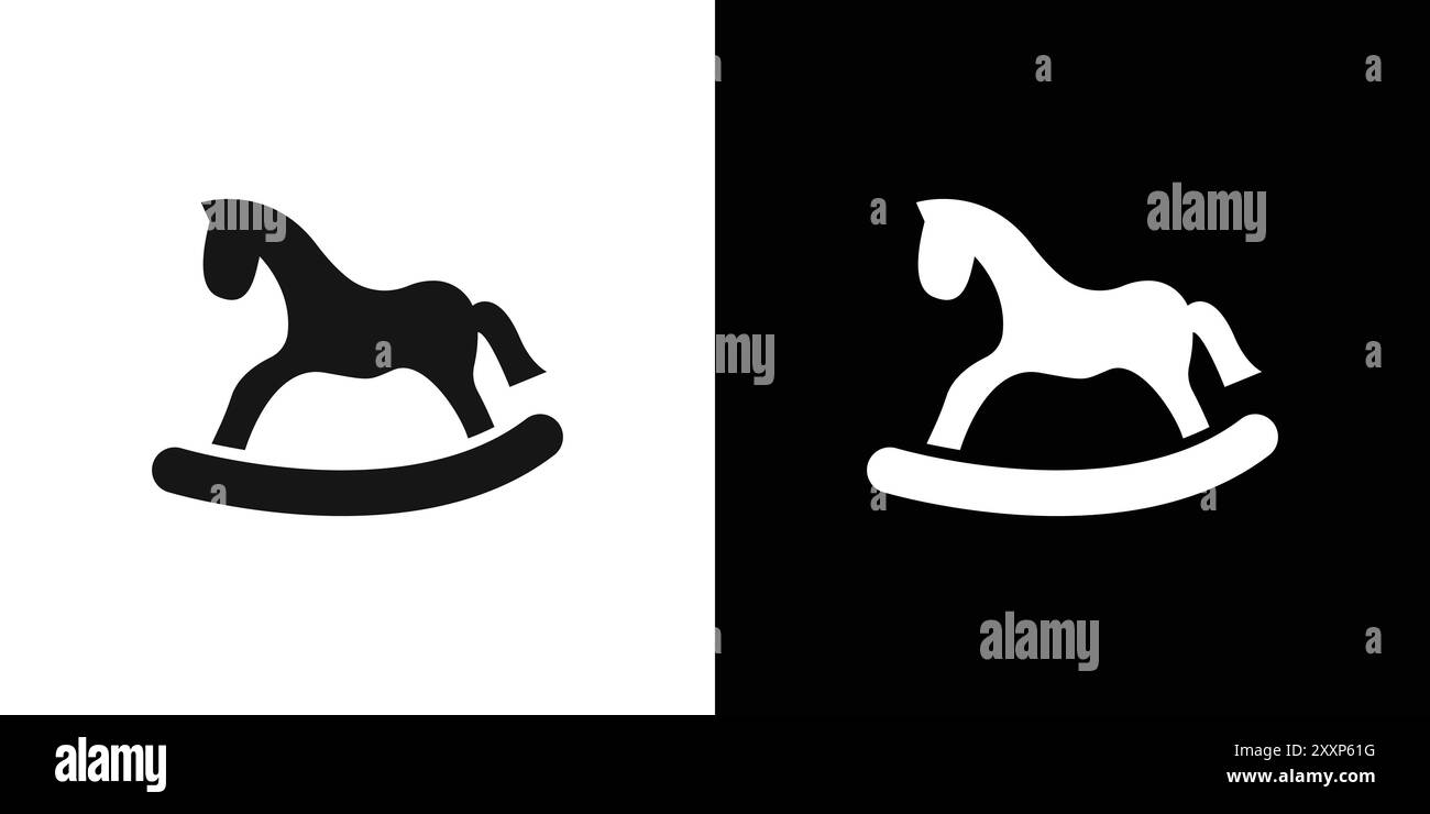 Toy horse rocking chair icon Black line art vector in black and white ...