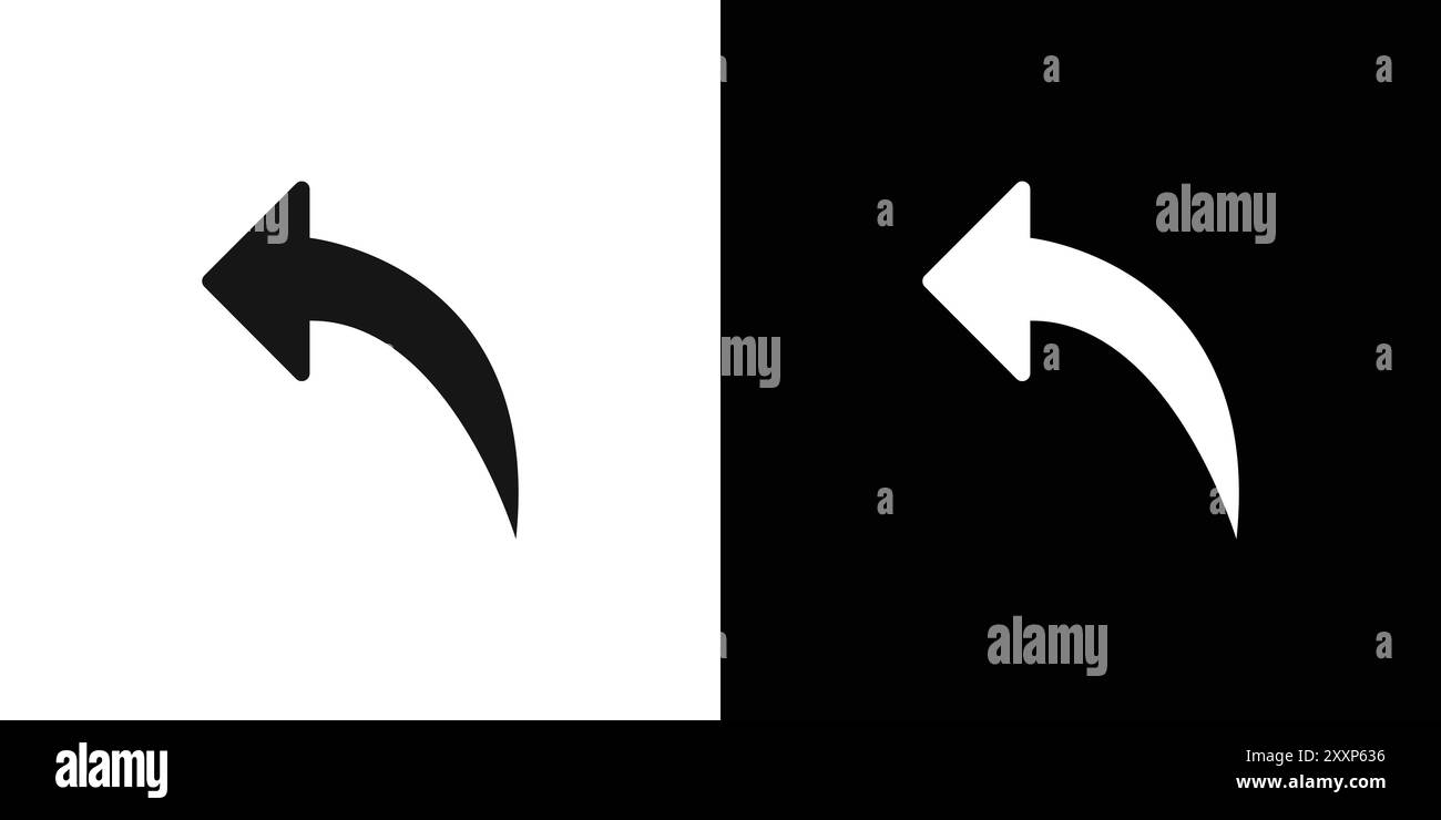 Undo arrow sign icon Black line art vector in black and white outline ...