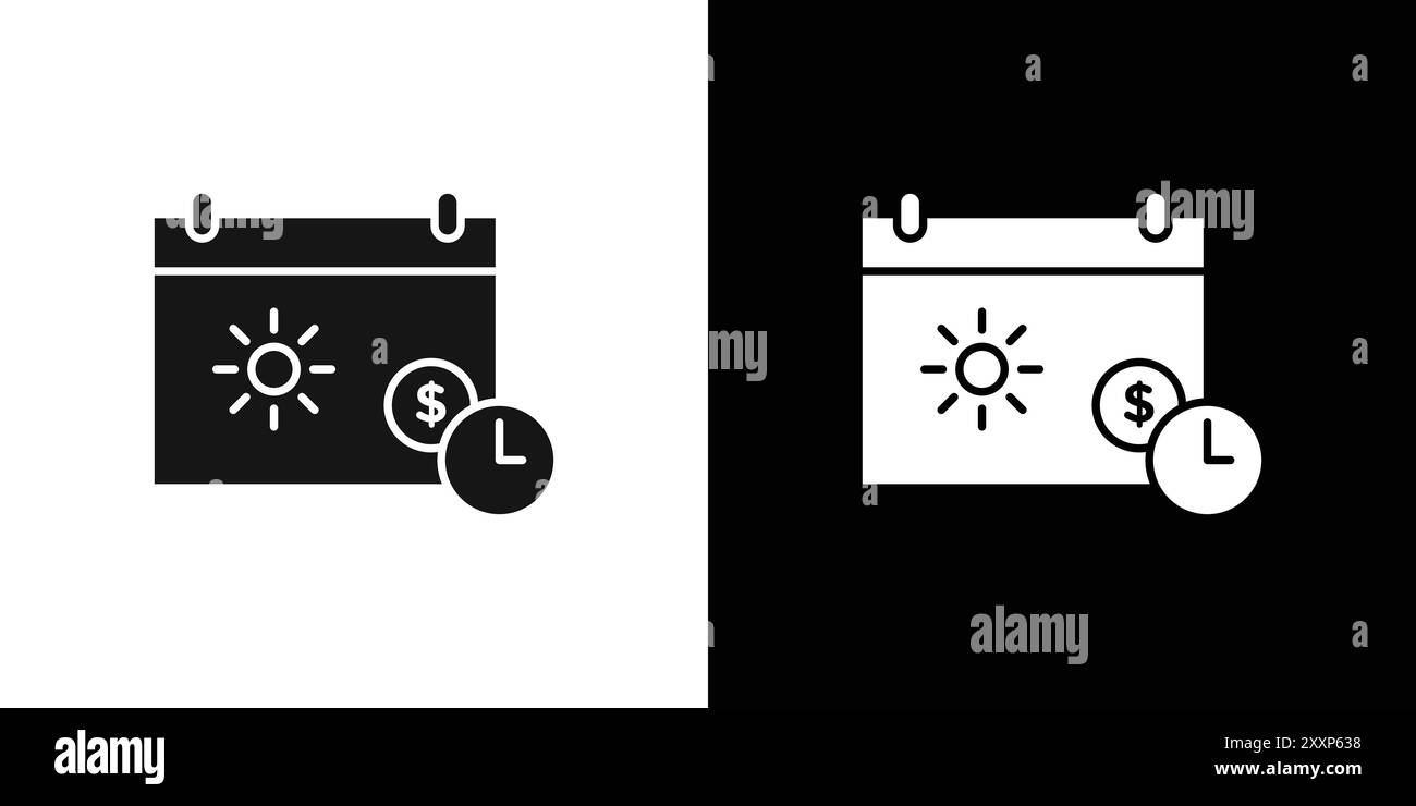 Unlimited PTO icon Black line art vector in black and white outline set ...