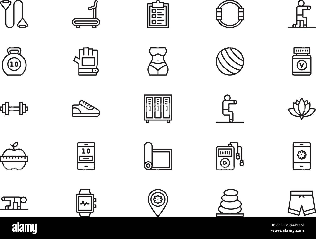Pilates icons collection is a vector illustration with editable stroke ...
