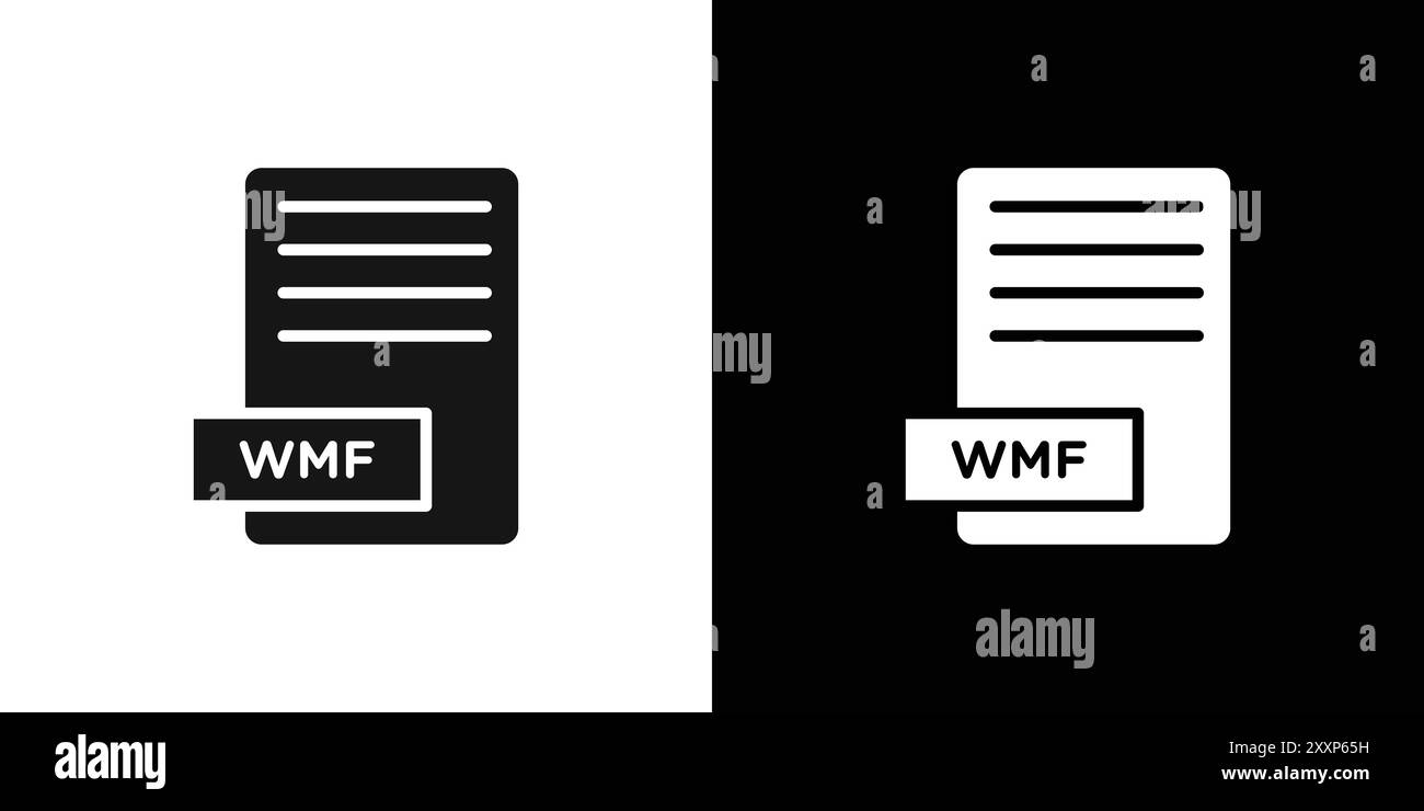 WMF File Document Icon Black line art vector in black and white outline set collection sign ...