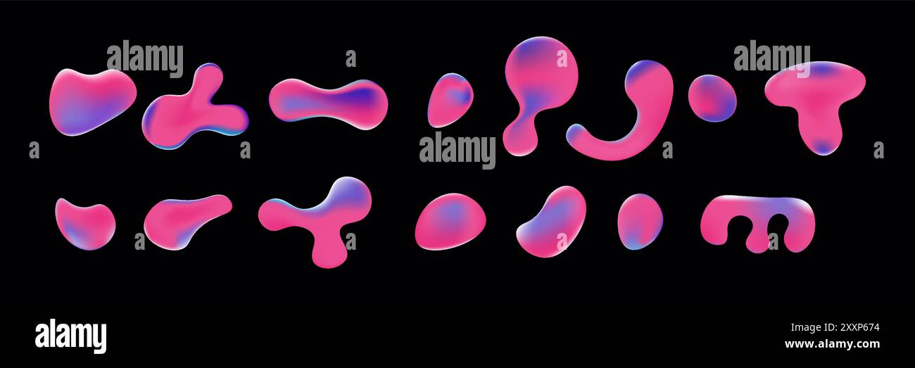Set of abstract pixelated shapes. Liquid shapes collection Stock Vector ...