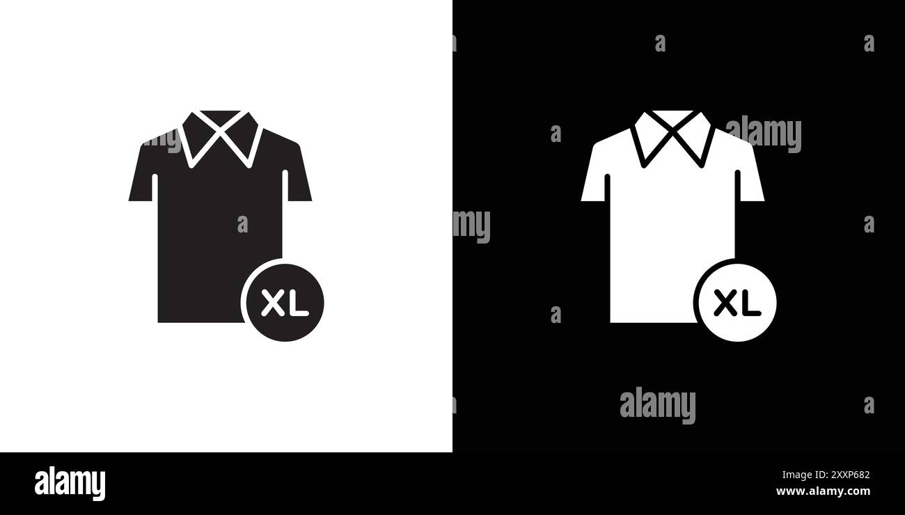 XL Shirt Size Icon Black line art vector in black and white outline set ...