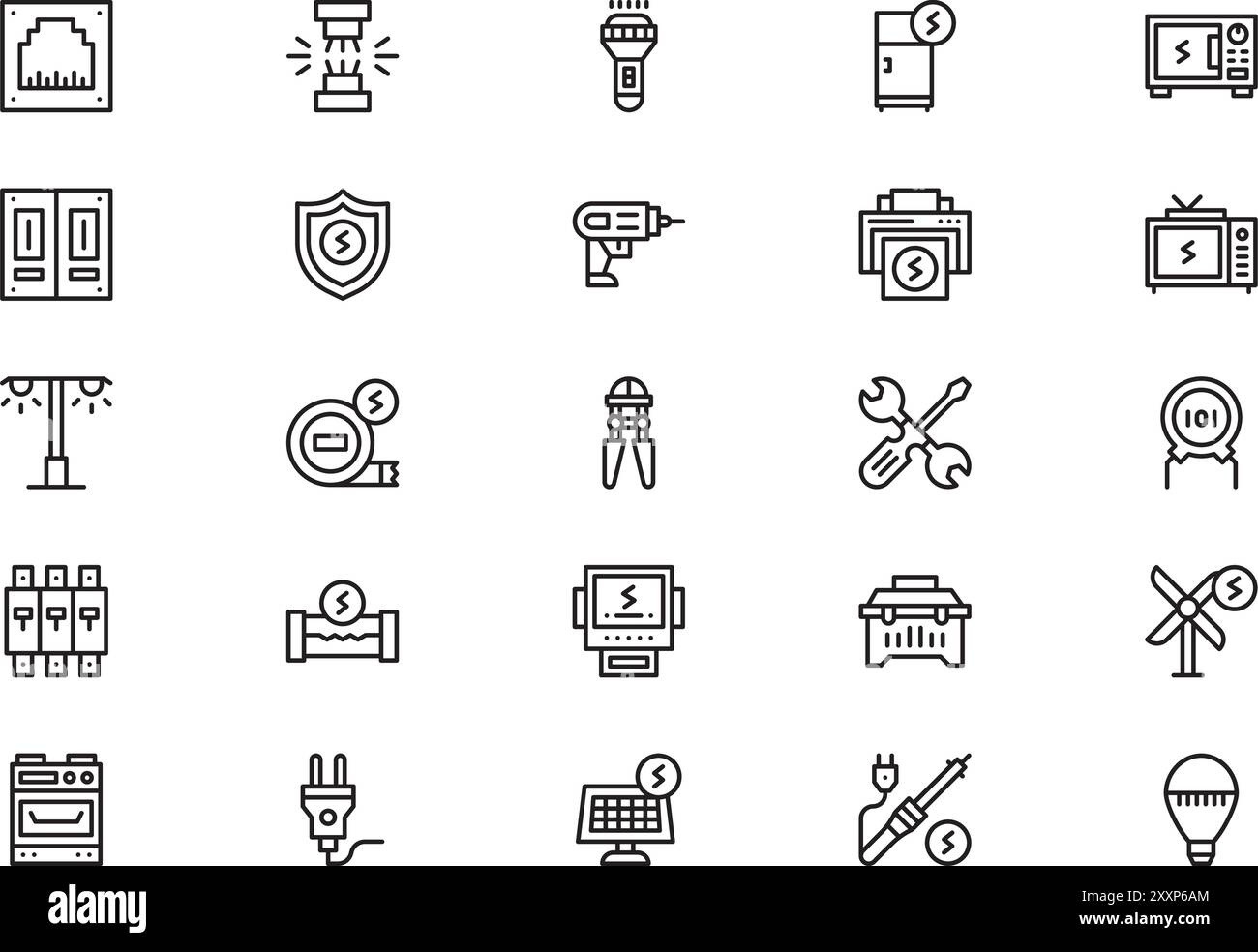 Electricity icons collection is a vector illustration with editable ...