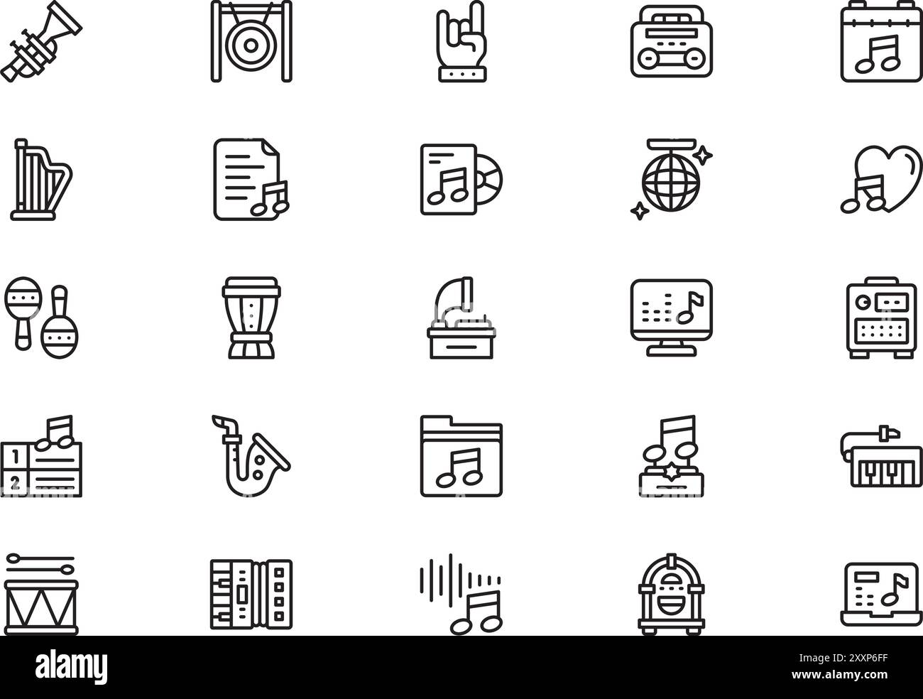 Music icons collection is a vector illustration with editable stroke ...