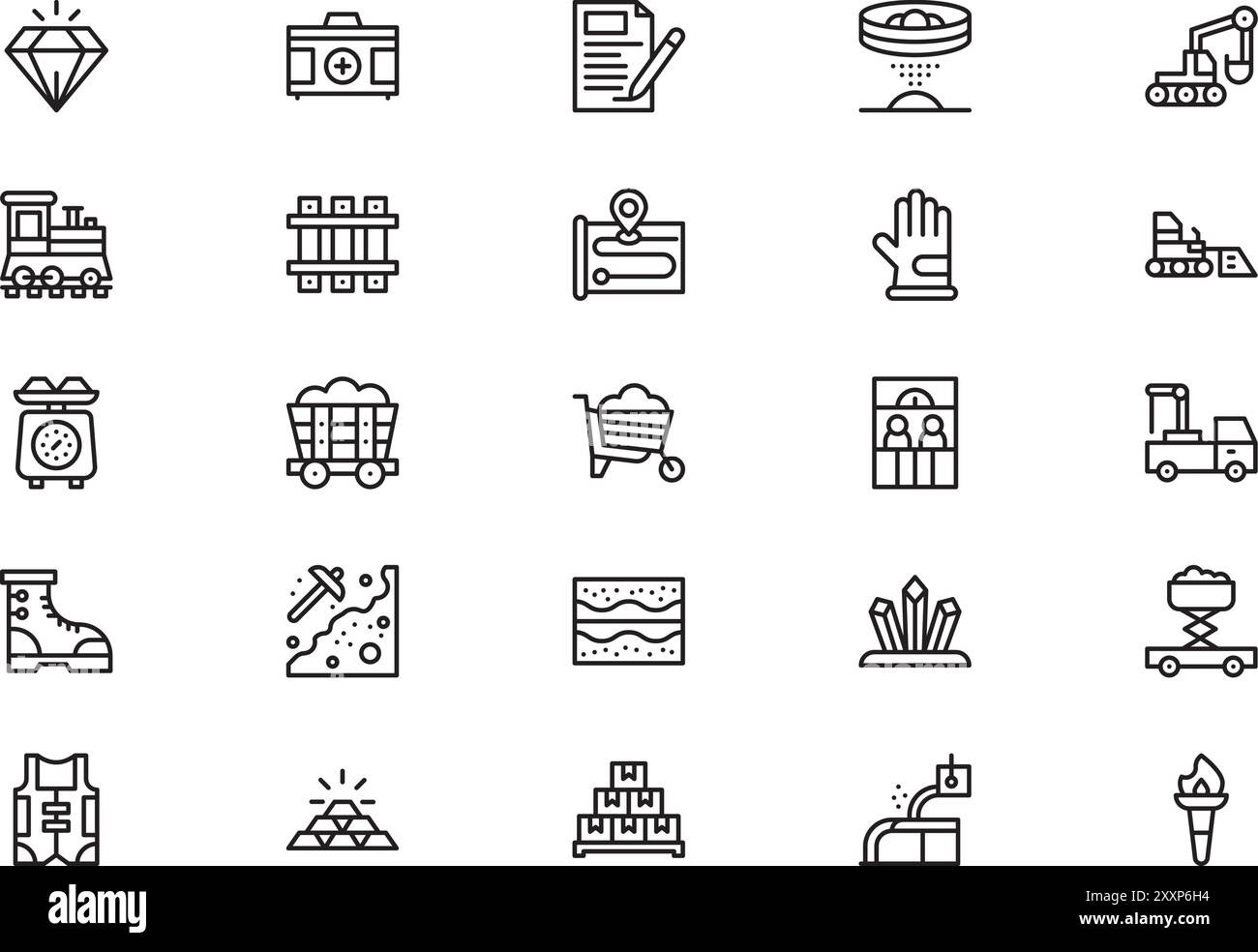 Mining icons collection is a vector illustration with editable stroke ...