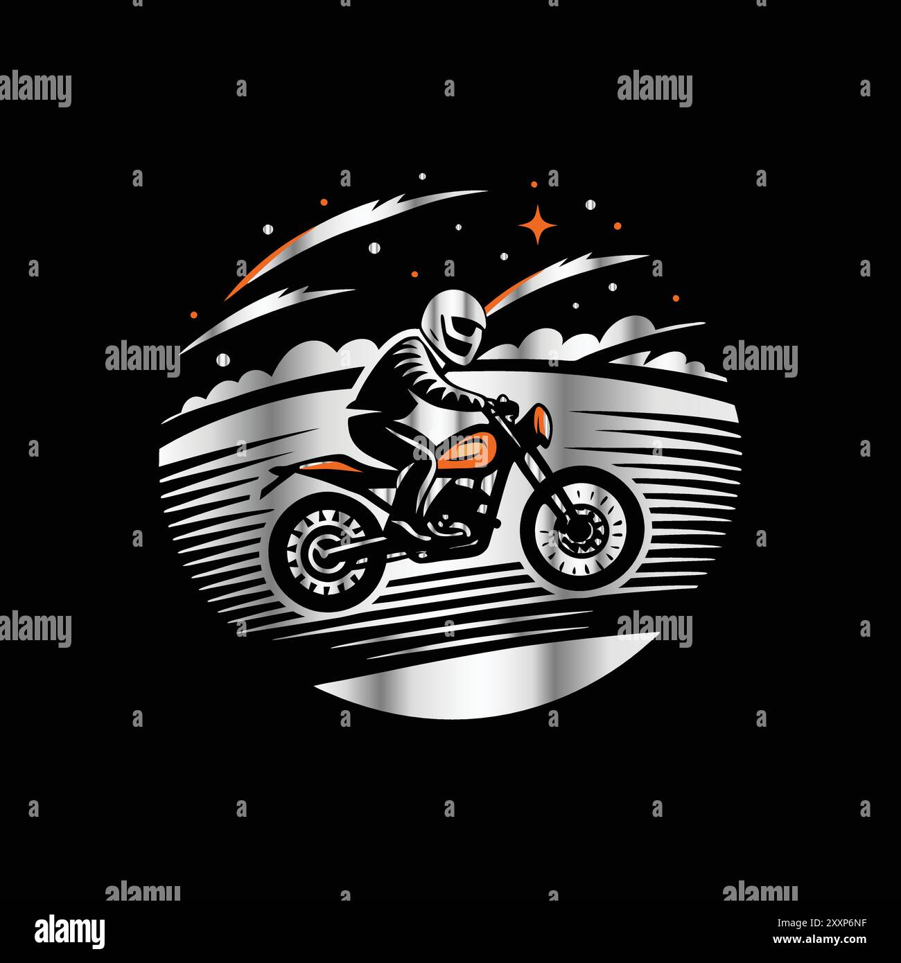 Motocross rider on the race track. Vector illustration on black ...