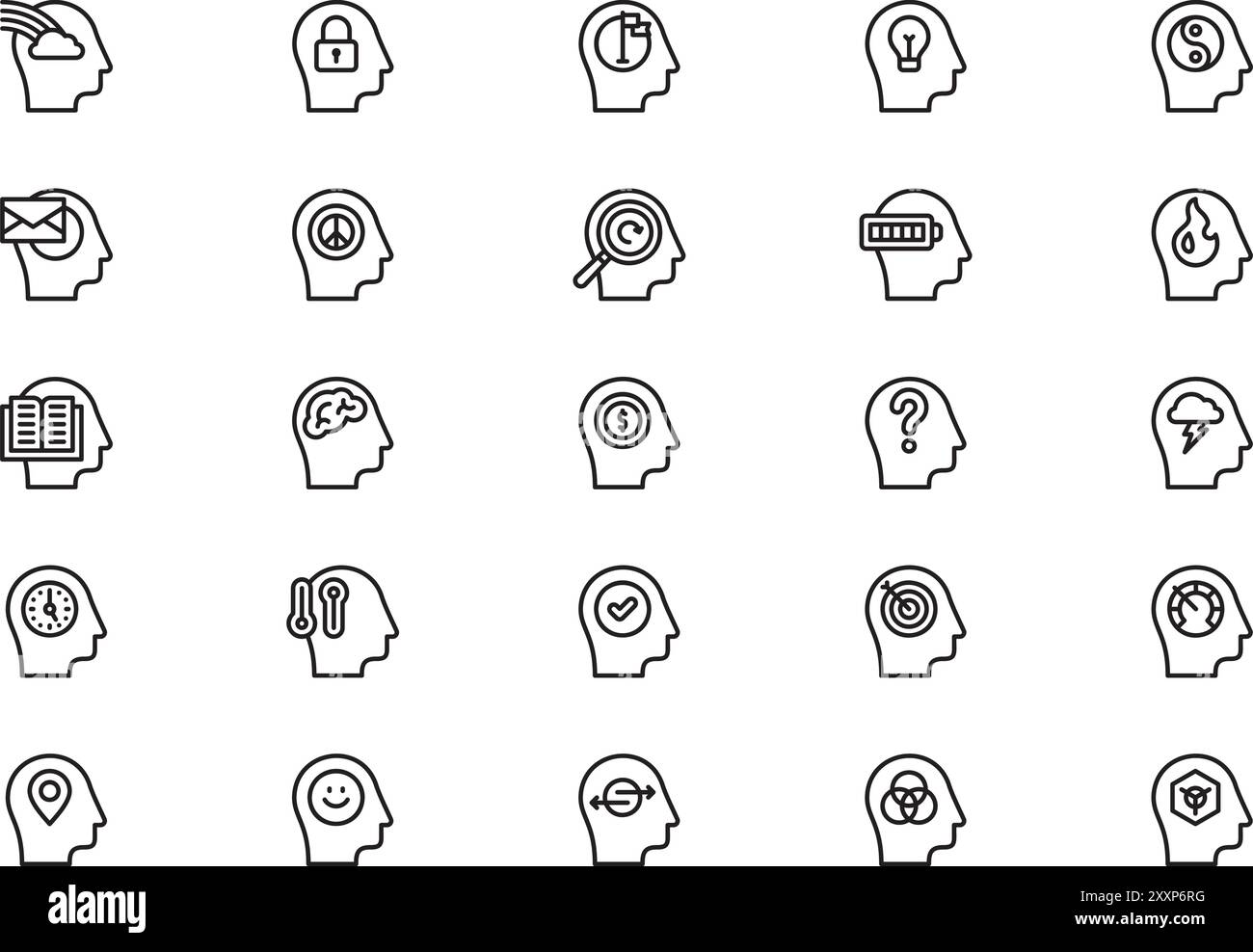 Human mind icons collection is a vector illustration with editable ...