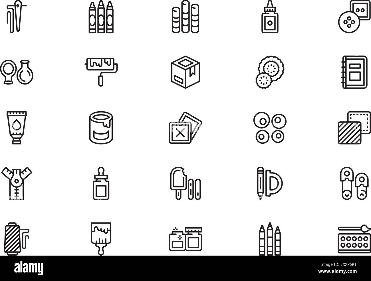 Art and craft supplies icons collection is a vector illustration with ...