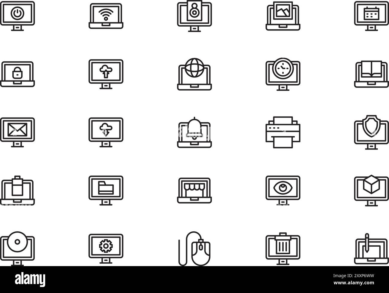 Computer functions icons collection is a vector illustration with ...