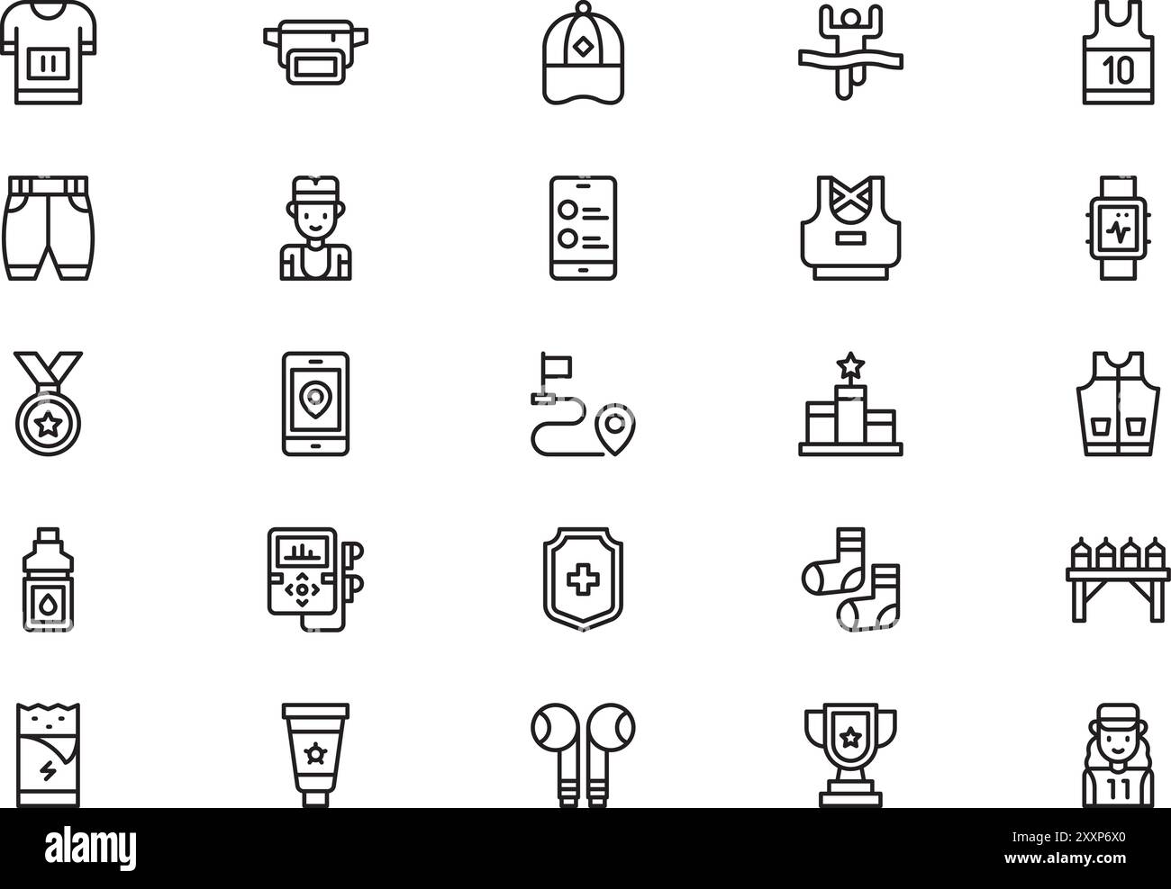 Marathon icons collection is a vector illustration with editable stroke ...