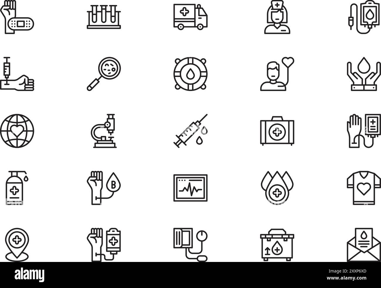 Blood donation icons collection is a vector illustration with editable ...