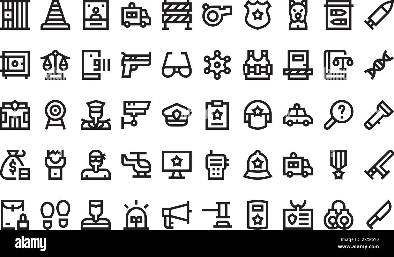 Police icons collection is a vector illustration with editable stroke ...