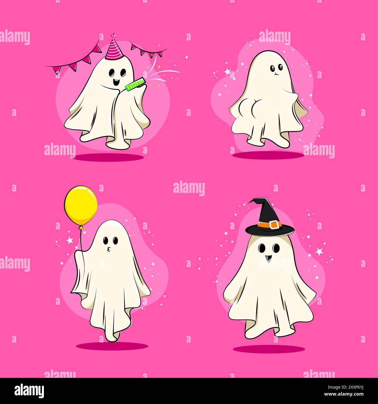 Shopping time. Cute ghosts with witch hats shop for sales and discounts ...