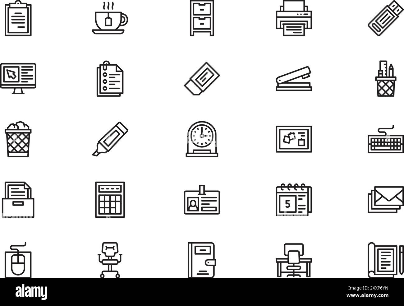 Workplace icons collection is a vector illustration with editable ...
