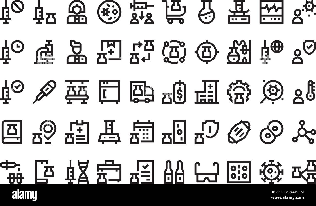 Vaccine development icons collection is a vector illustration with editable stroke Stock Vector ...