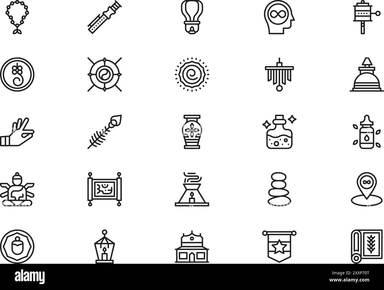 Buddhism icons collection is a vector illustration with editable stroke ...