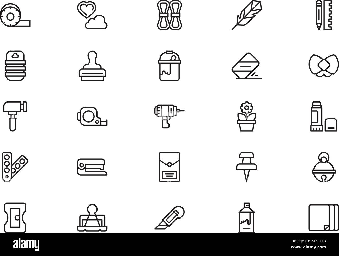 Art and craft supplies icons collection is a vector illustration with editable stroke Stock ...