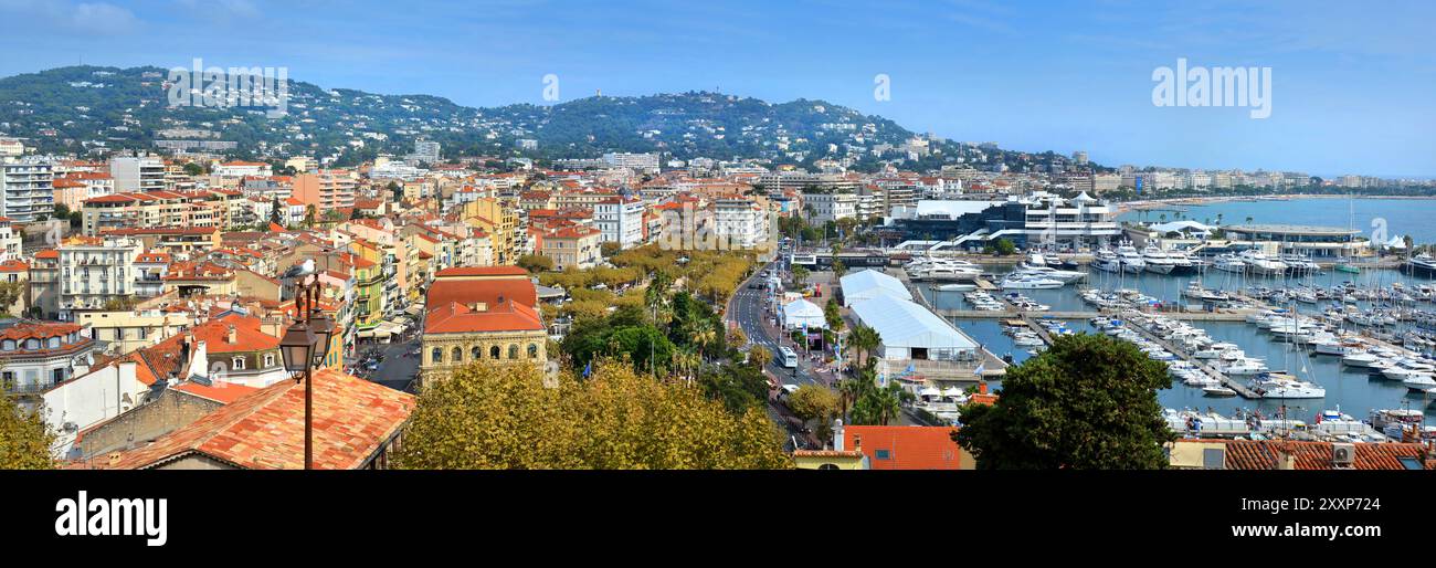Panoramic View of Cannes Buildings, Architecture & Marina on an Autumn ...
