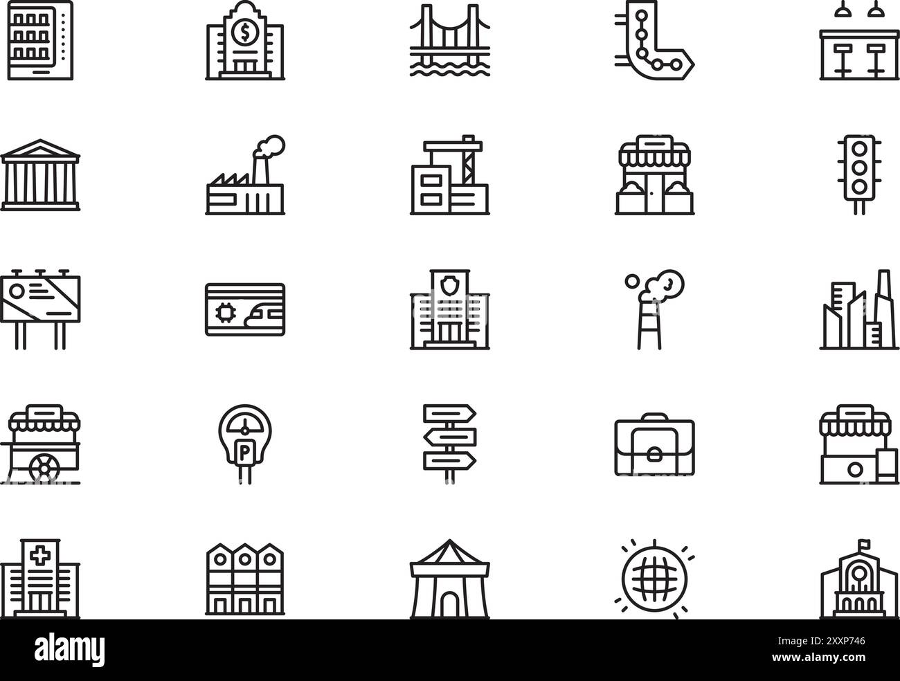 City life icons collection is a vector illustration with editable ...