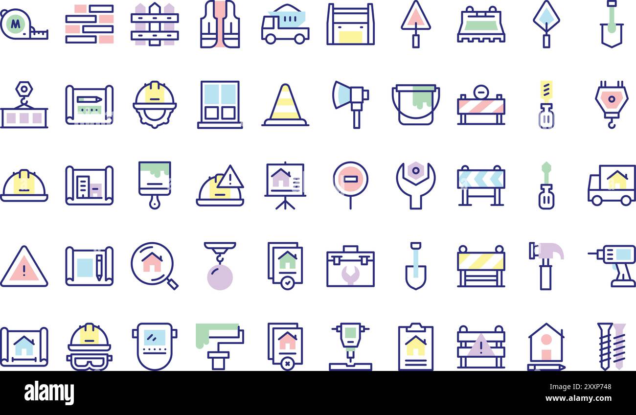 Construction icons collection is a vector illustration with editable ...