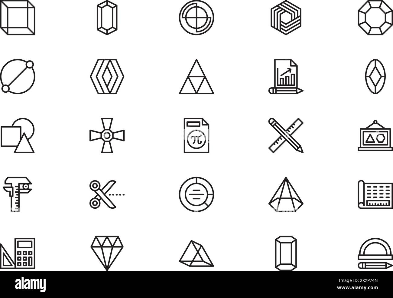 Geometry icons collection is a vector illustration with editable stroke ...