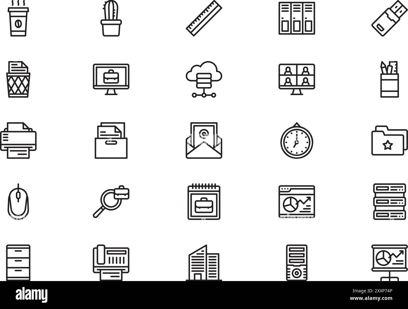 Office icons collection is a vector illustration with editable stroke ...
